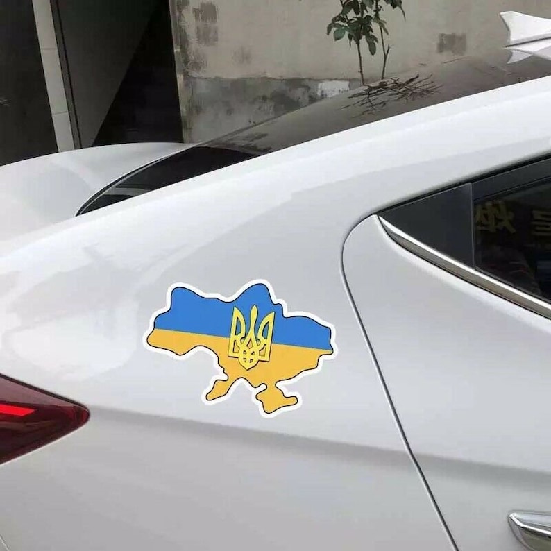 Ukraine Flag Trident Car Sticker Map Decal Ukrainian Car Etsy