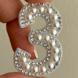 1 Pcs Numbers Patches Pearls Ombre Rhinestone Beaded Numbers Patch ...