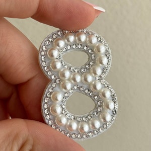 1 Pcs Numbers Patches Pearls Ombre Rhinestone Beaded Numbers Patch ...