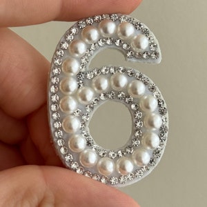 1 Pcs Numbers Patches Pearls Ombre Rhinestone Beaded Numbers Patch ...