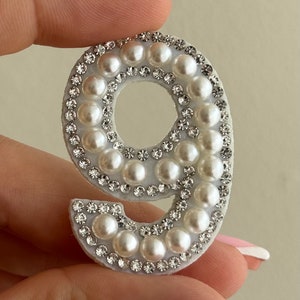 1 Pcs Numbers Patches Pearls Ombre Rhinestone Beaded Numbers Patch ...