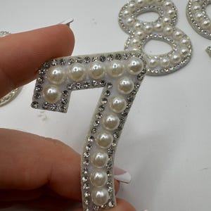 1 Pcs Large Numbers Patches Pearls Ombre Rhinestone Numbers Patch 1.9in ...