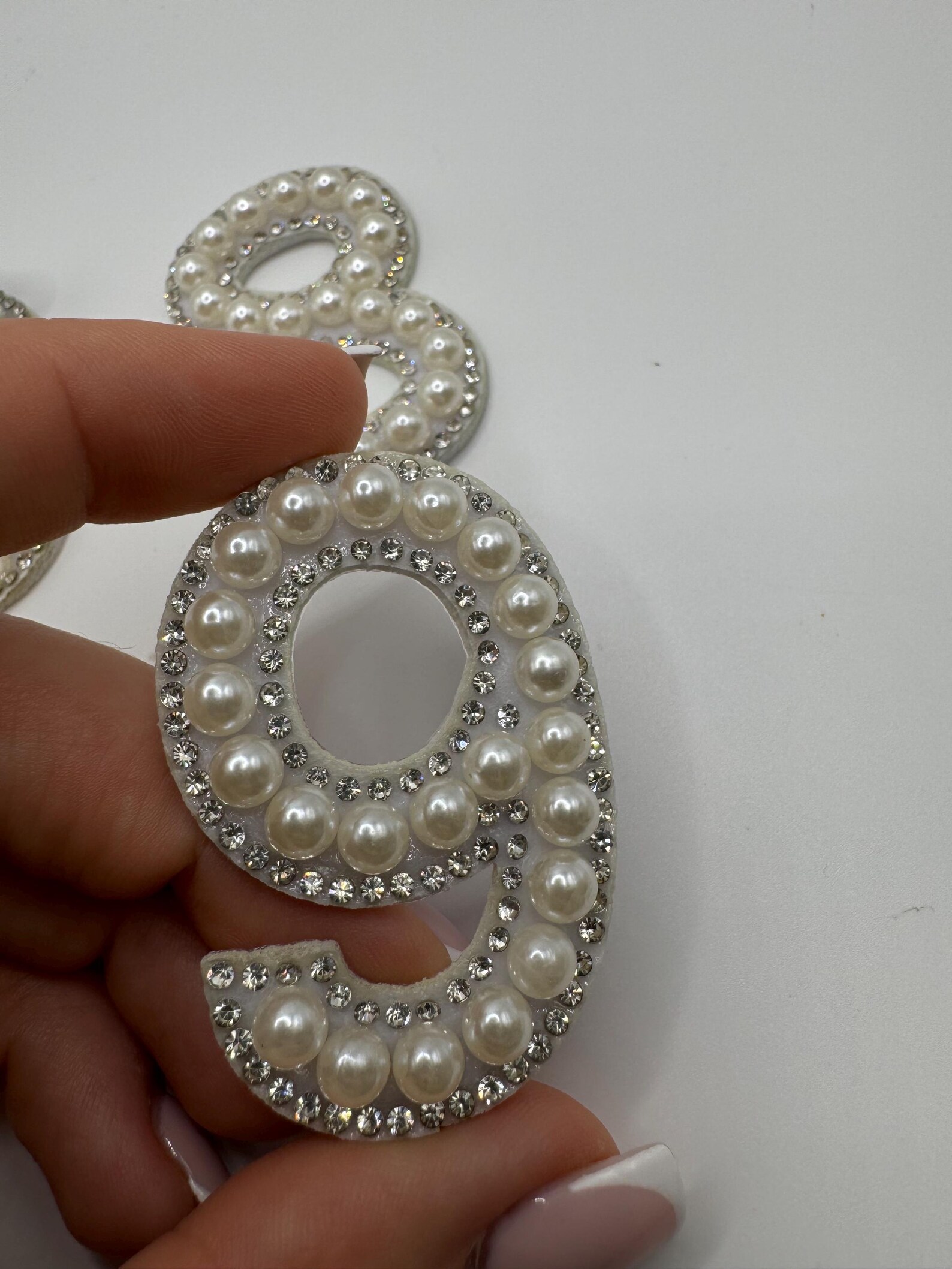 1 Pcs Large Numbers Patches Pearls Ombre Rhinestone Numbers Patch 1.9in ...