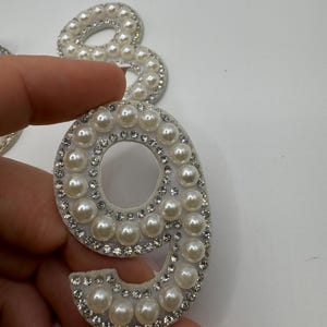 1 Pcs Large Numbers Patches Pearls Ombre Rhinestone Numbers Patch 1.9in ...