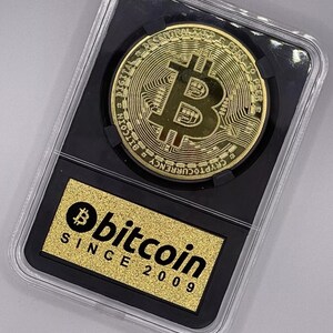 Bitcoin Physical Coin Golden Color in Rectangle Protective Case ...