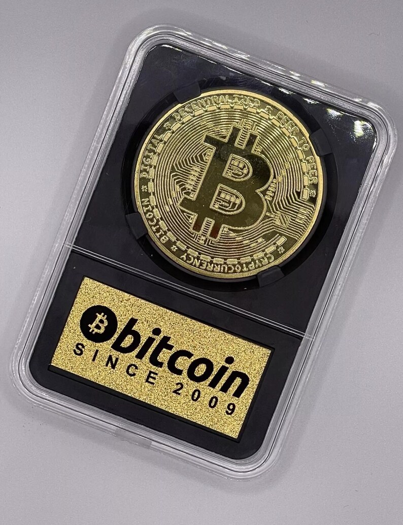 Bitcoin Physical Coin, Golden Color Crypto Collectible, Handmade ...