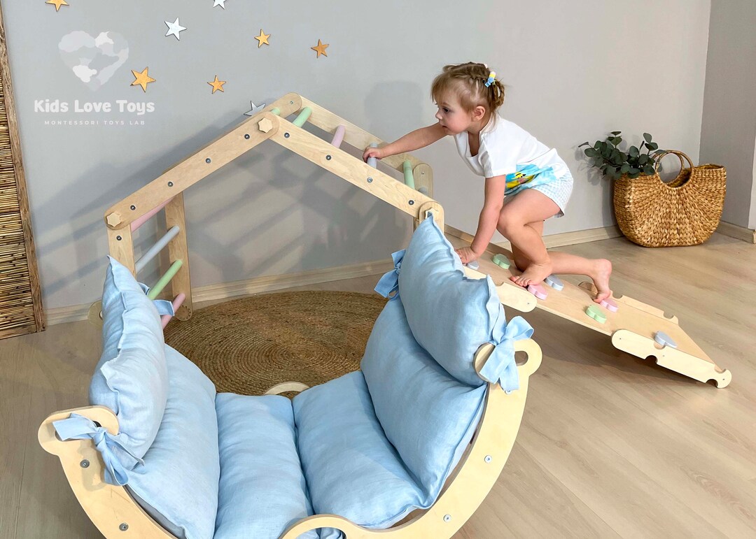 Kletterdreieck Mit Rutsche, Kletterbogen Mit Kissen, Montessori ...