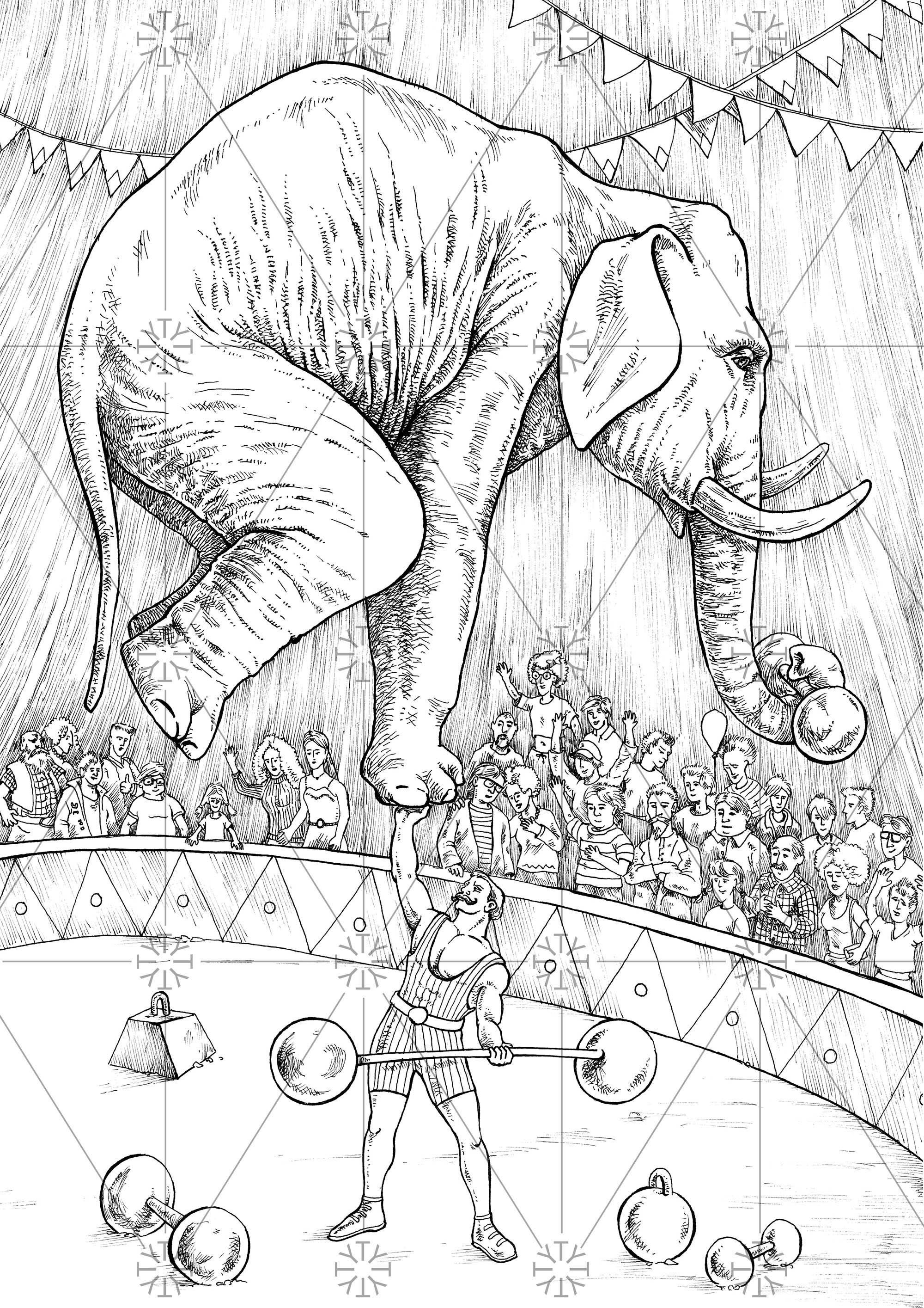 Circus Elephant Coloring Page