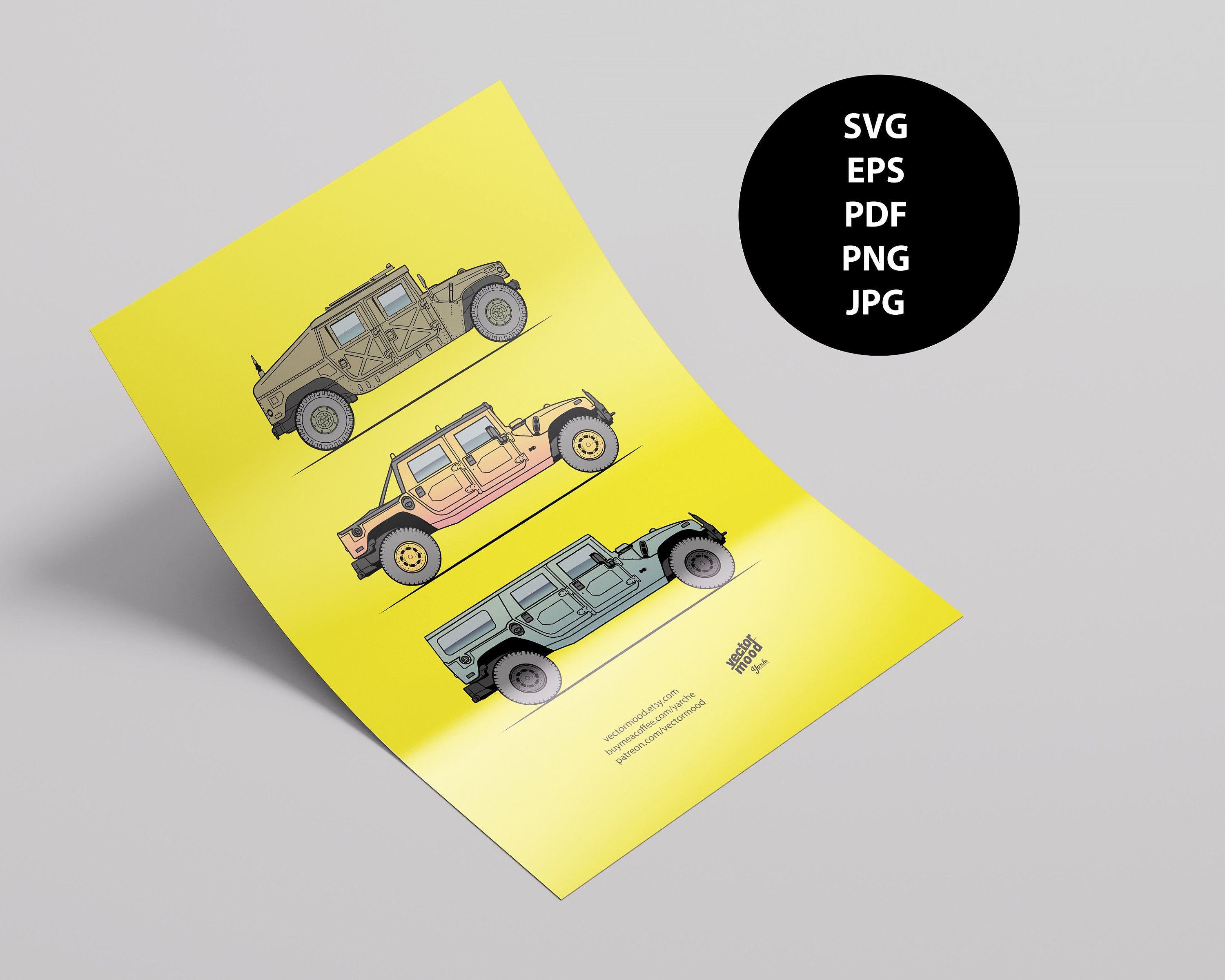 Humvee Car Poster: Vector Wall Art for Car Lovers (digital Download) - Etsy