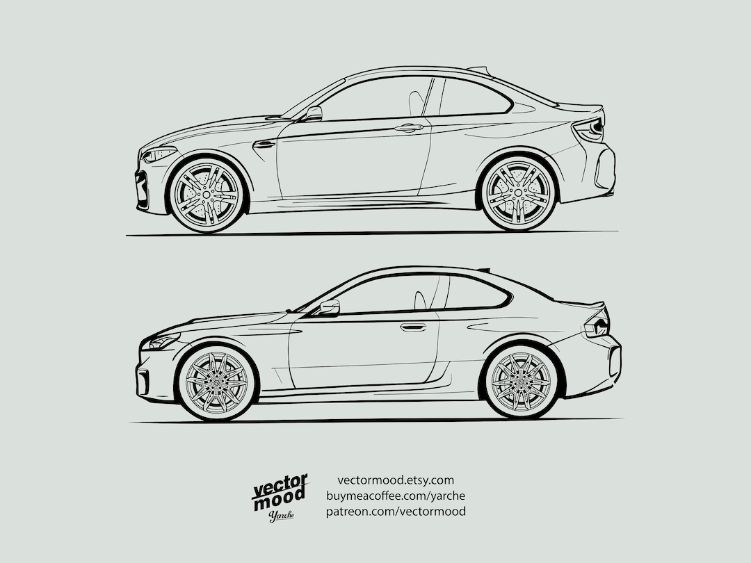 M2 F87, G87 Vector Set, Digital Drawn Wall Art Print on Glass, Garage ...