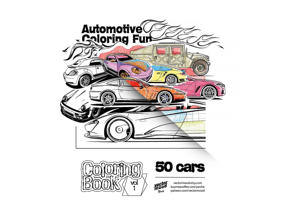 Cars Coloring Book, Printable PDF Format, Nursery Room Decor, Toddler ...