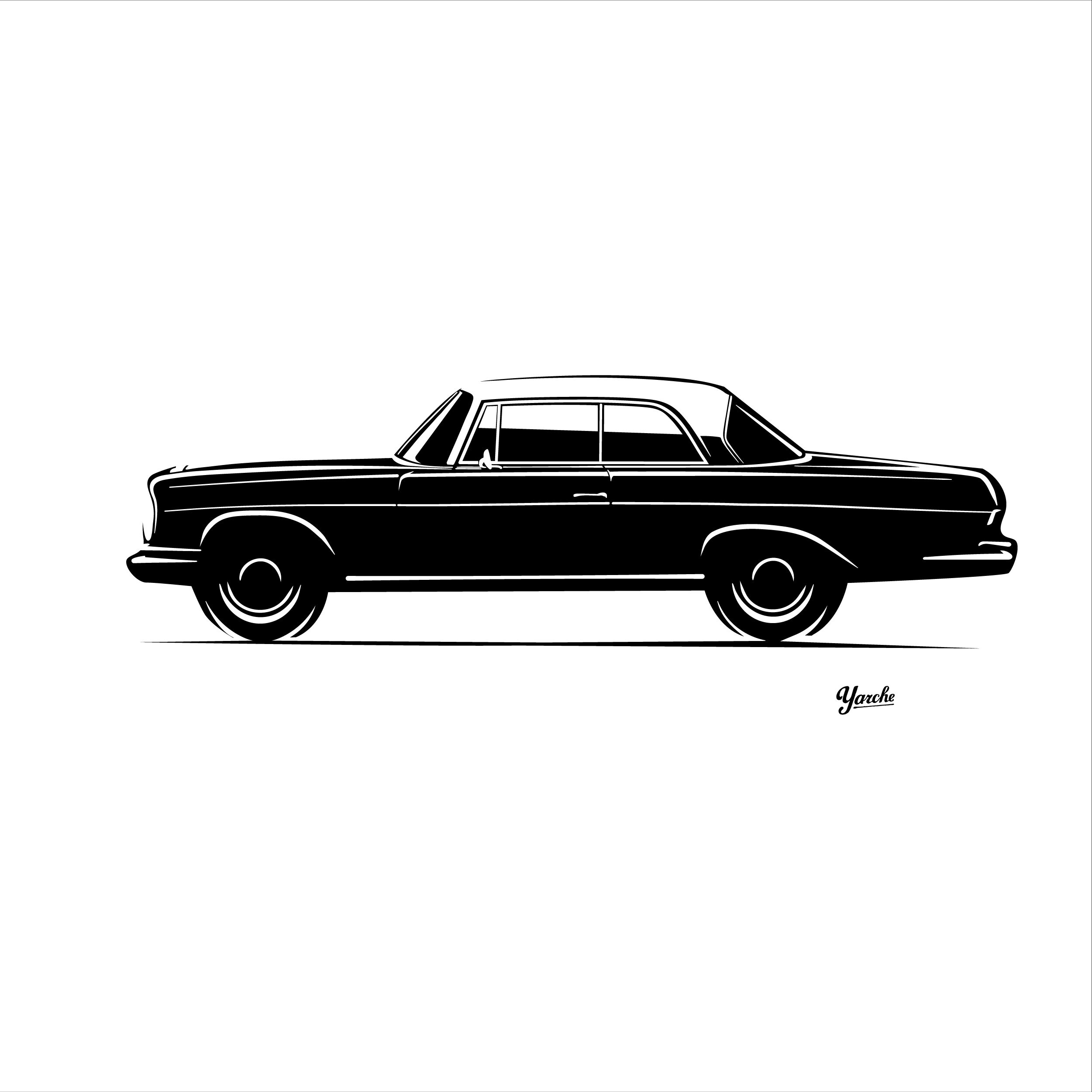 Old Mercedes Coupe Vector, Digital Drawn Wall Art. SVG Format - Etsy