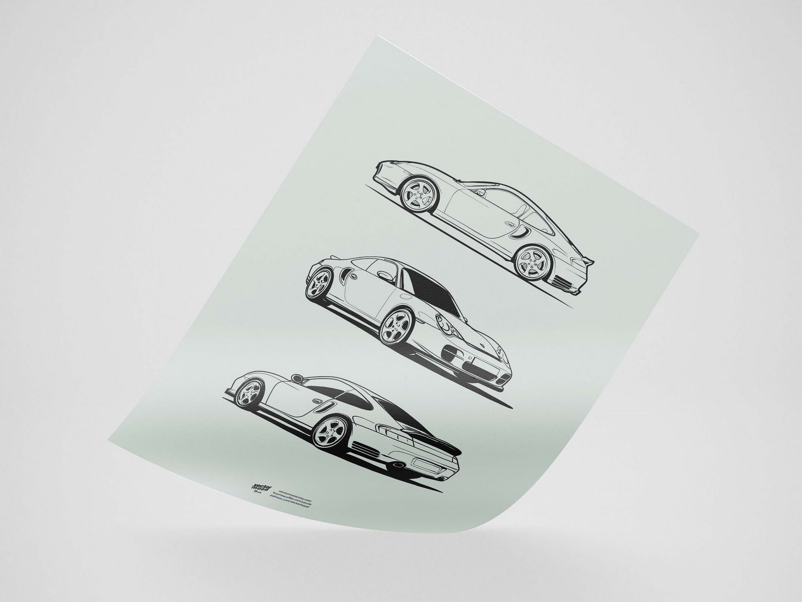 Porsche 911 Vector Set, Digital Drawn Wall Art - Etsy