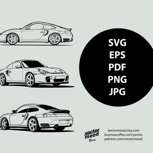 Porsche 911 Vector Set, Digital Drawn Wall Art - Etsy