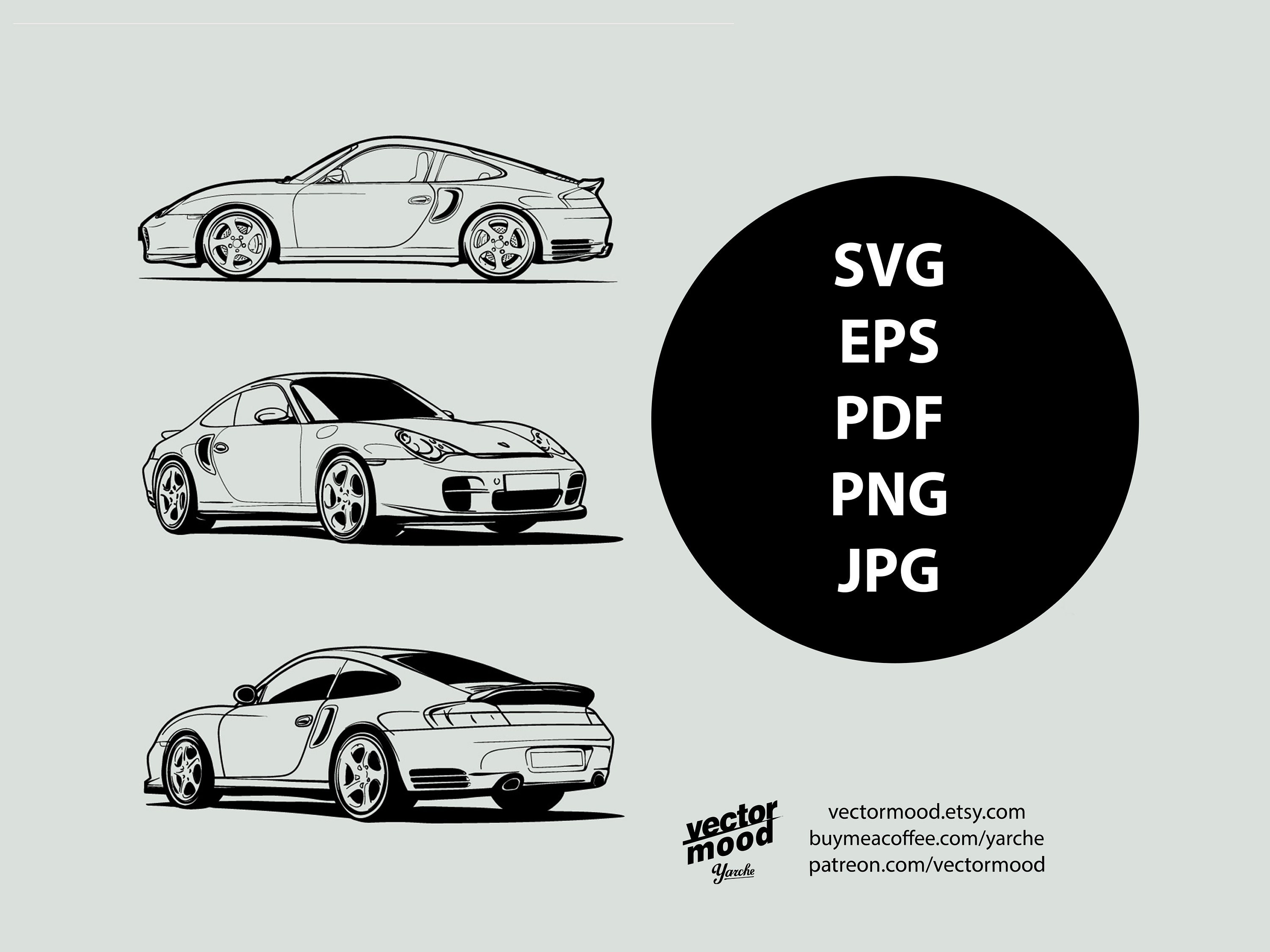 Porsche 911 Vector Set, Digital Drawn Wall Art - Etsy