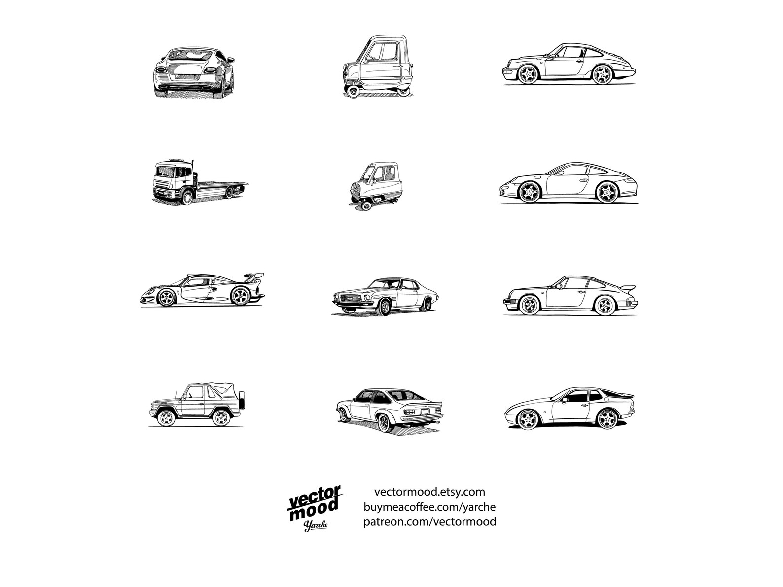 Set of 100 Cars. Vector Format. - Etsy