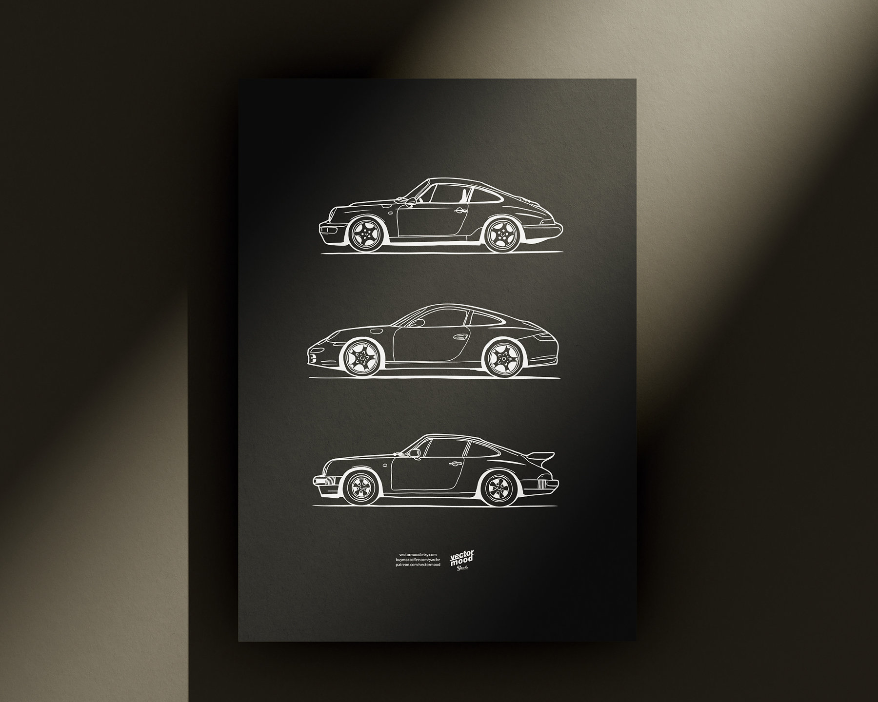 Porsche Vector Set, Hand Drawn Digital Wall Art - Etsy