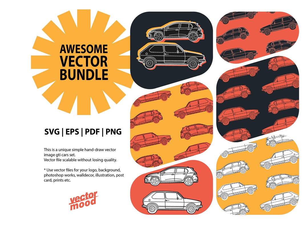 Gti Vector Set Car, EPS, PNG, SVG Wallpapers and Patterns - Etsy