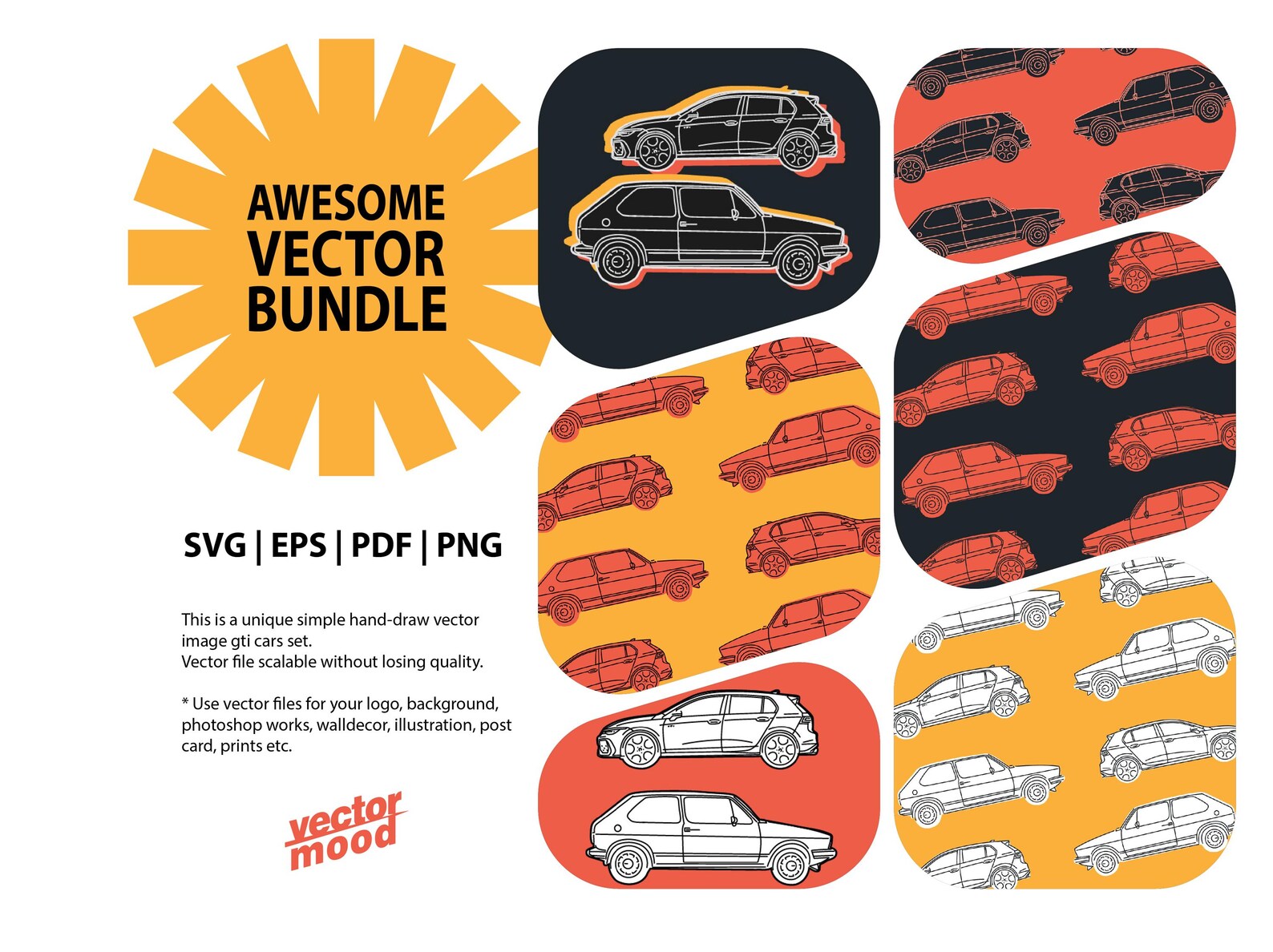 Gti Vector Set Car, EPS, PNG, SVG Wallpapers and Patterns - Etsy