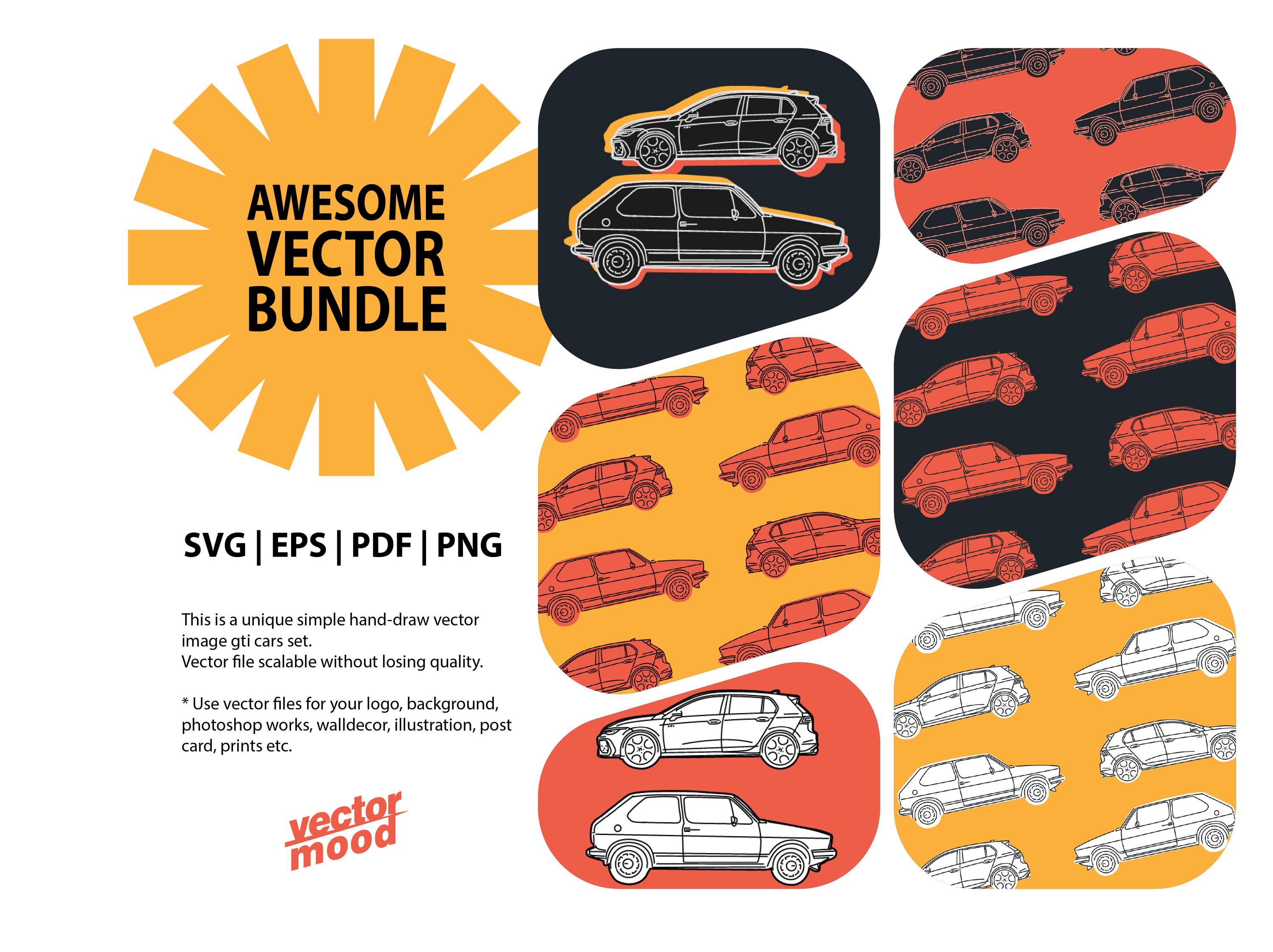 Gti Vector Set Car, EPS, PNG, SVG Wallpapers and Patterns - Etsy
