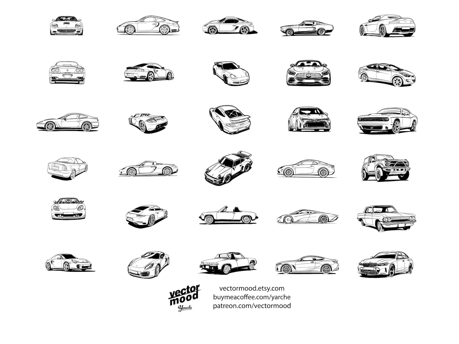 Set of 100 Cars. Vector Format. - Etsy