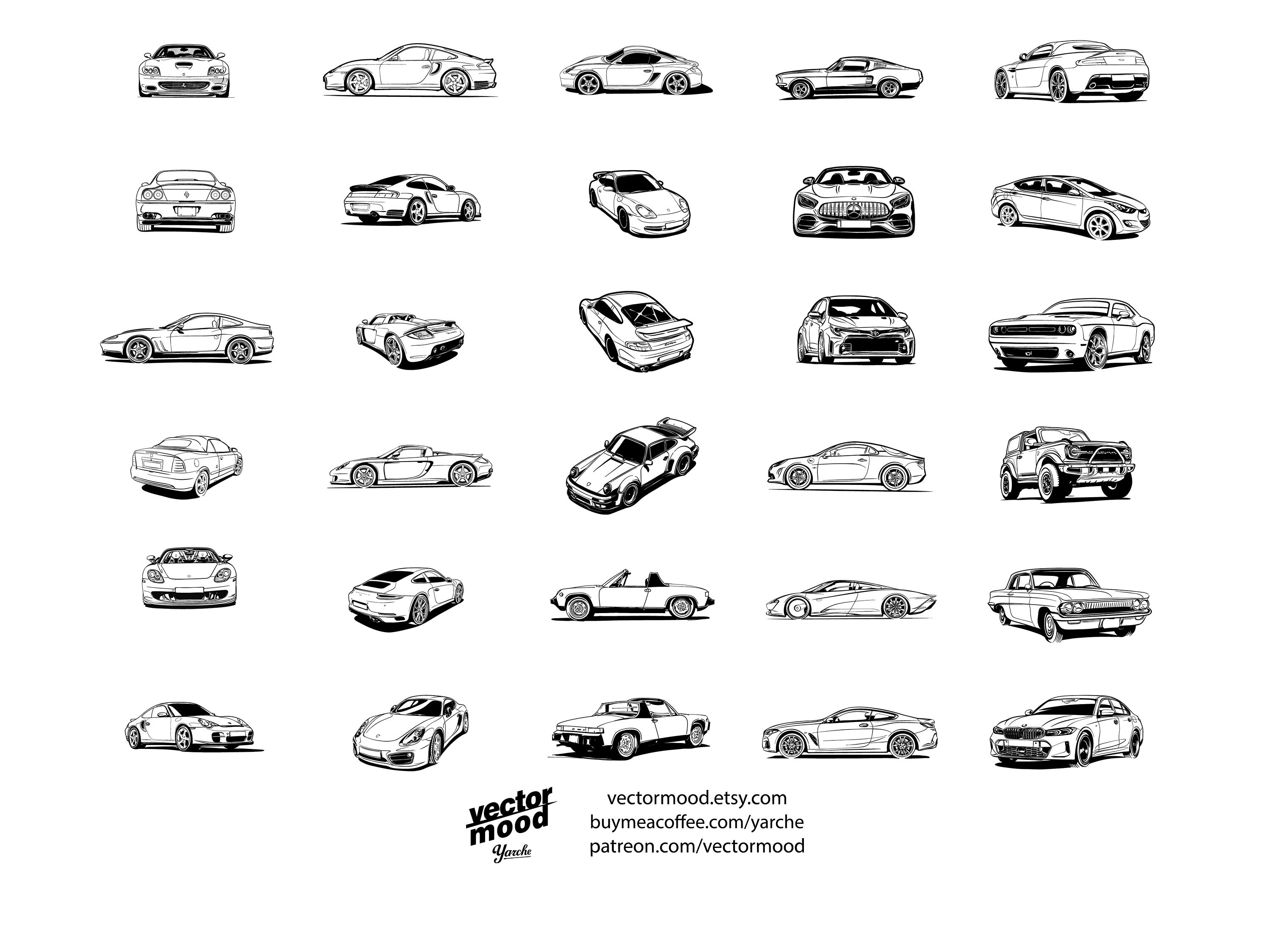 Set of 100 Cars. Vector Format. - Etsy