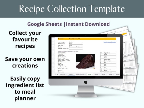 Recipe Collection Template Recipe Organizer Recipe Digital | Etsy