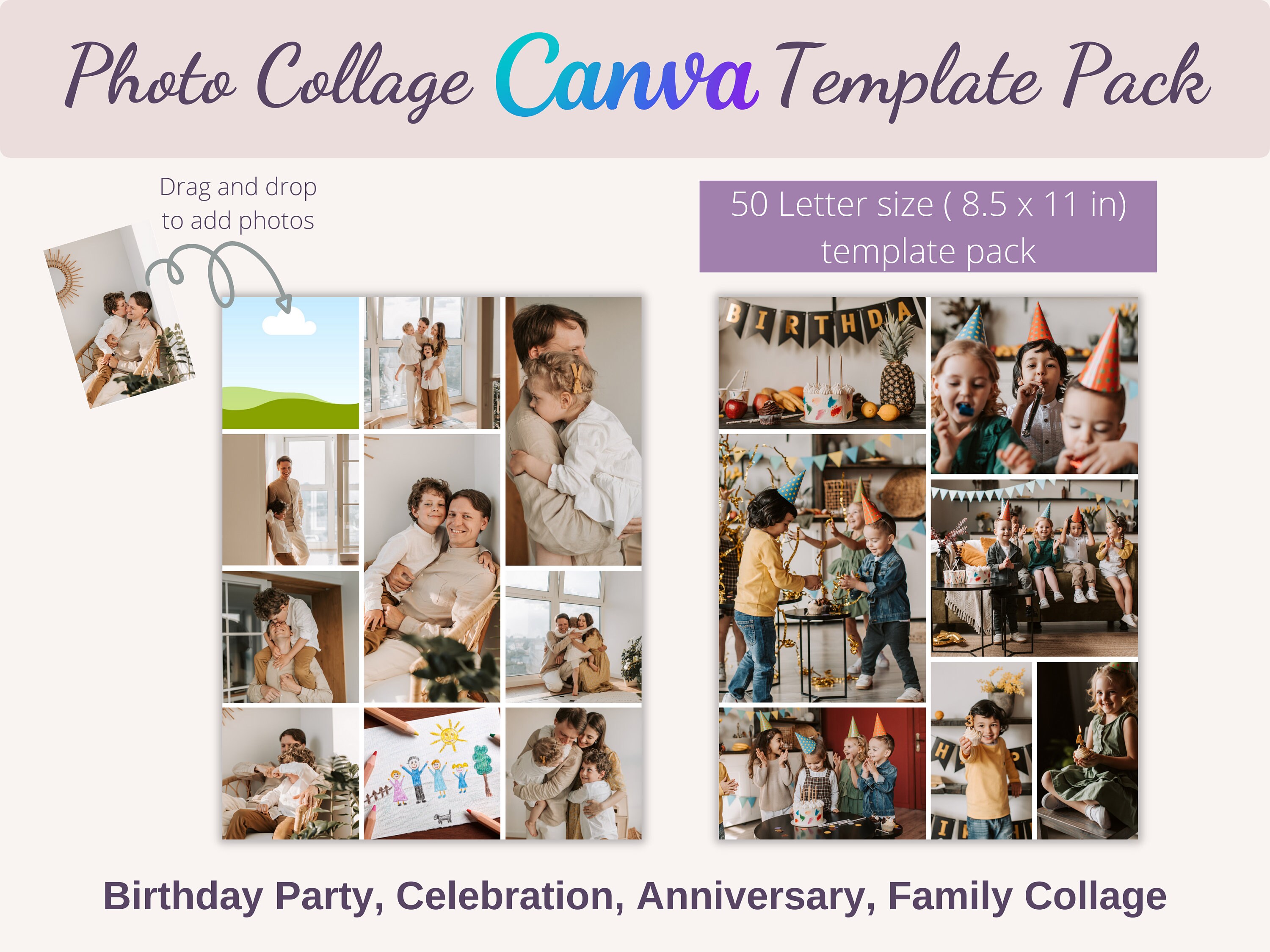 Family Photo Album, Memory Book, Photo Book Template, Photo Collage Kit ...