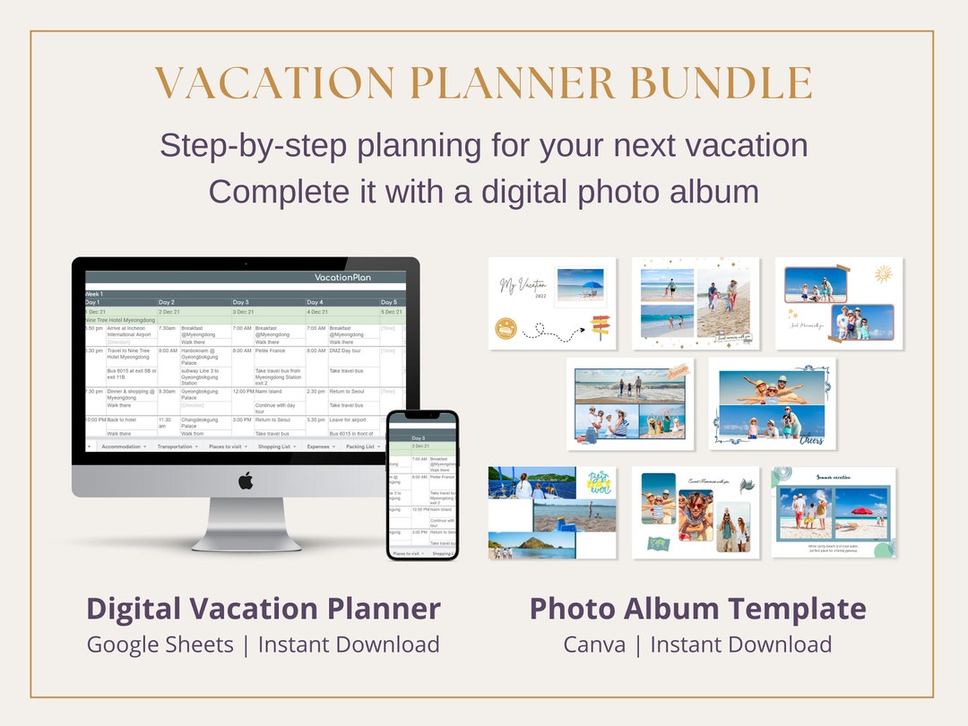 Vacation Planner and Photo Book Template Itinerary Planner Travel Photo ...