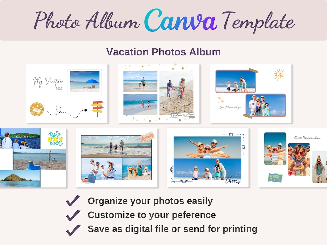 Digital Photo Album Canva Template for Holiday Travel Photo Scrapbook ...