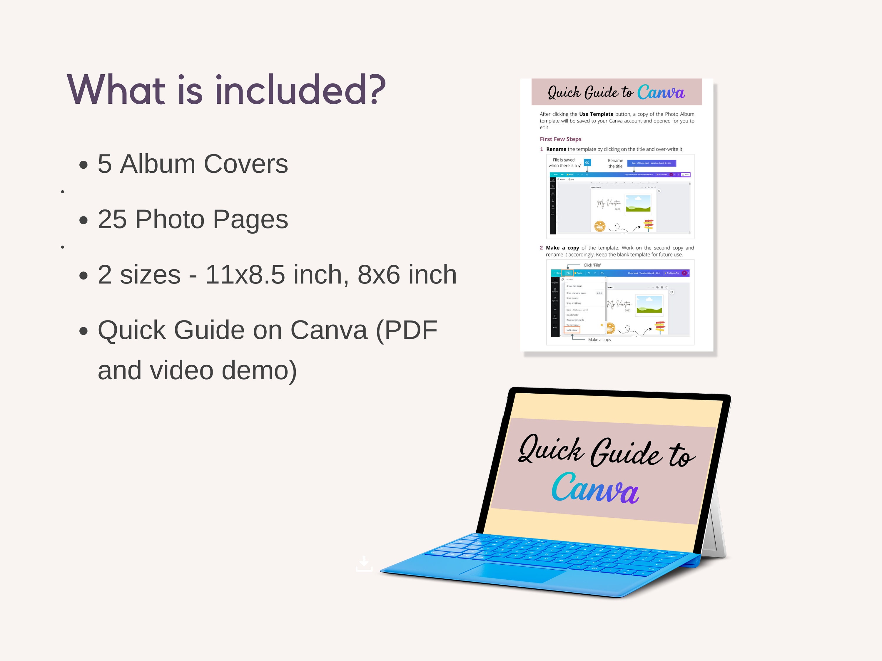 Digital Photo Album Canva Template for Holiday Travel Photo Scrapbook ...