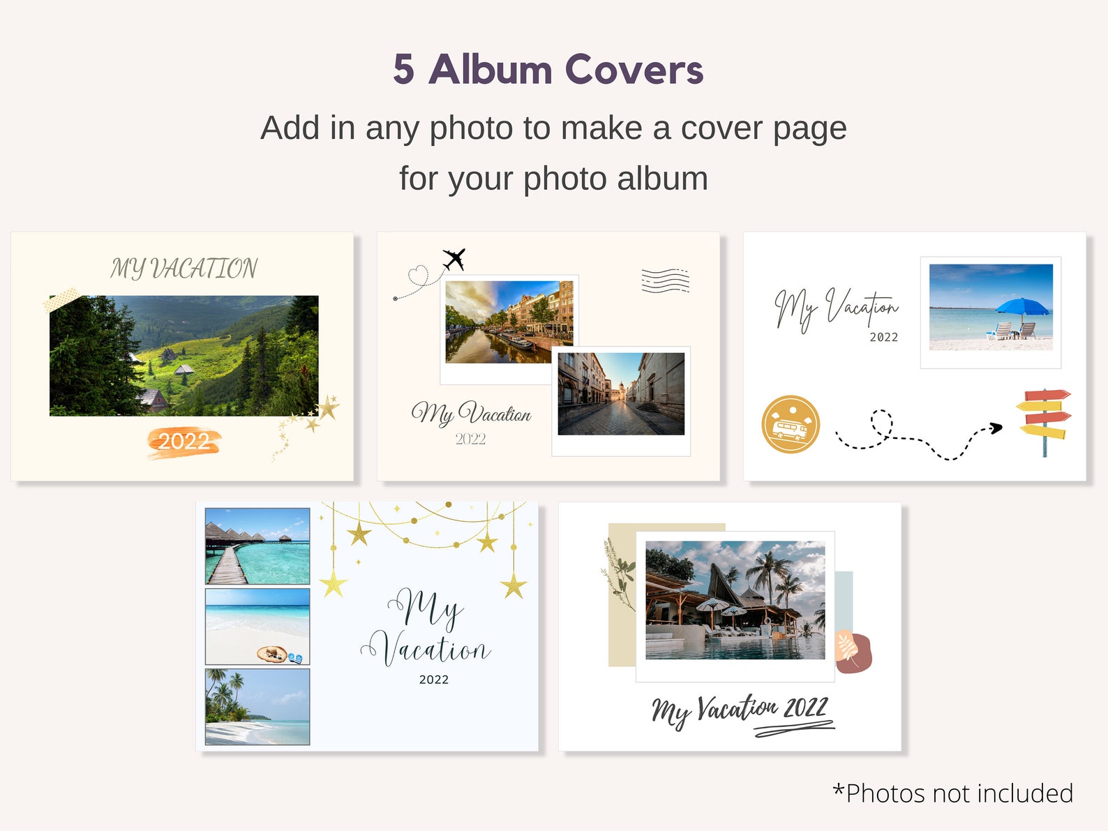 Digital Photo Album Canva Template for Holiday Travel | Photo Scrapbook ...