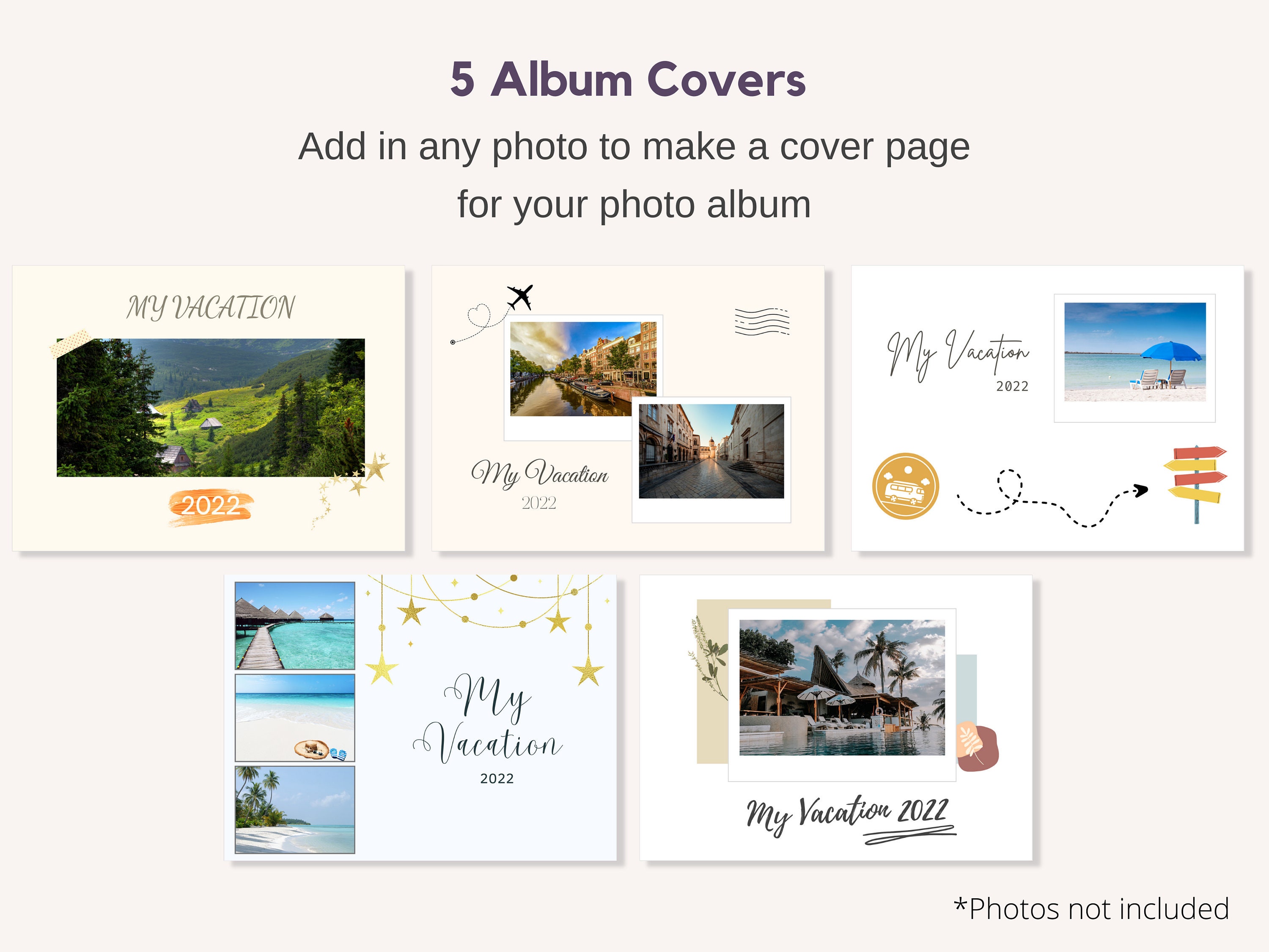 Digital Photo Album Canva Template for Holiday Travel | Photo Scrapbook ...