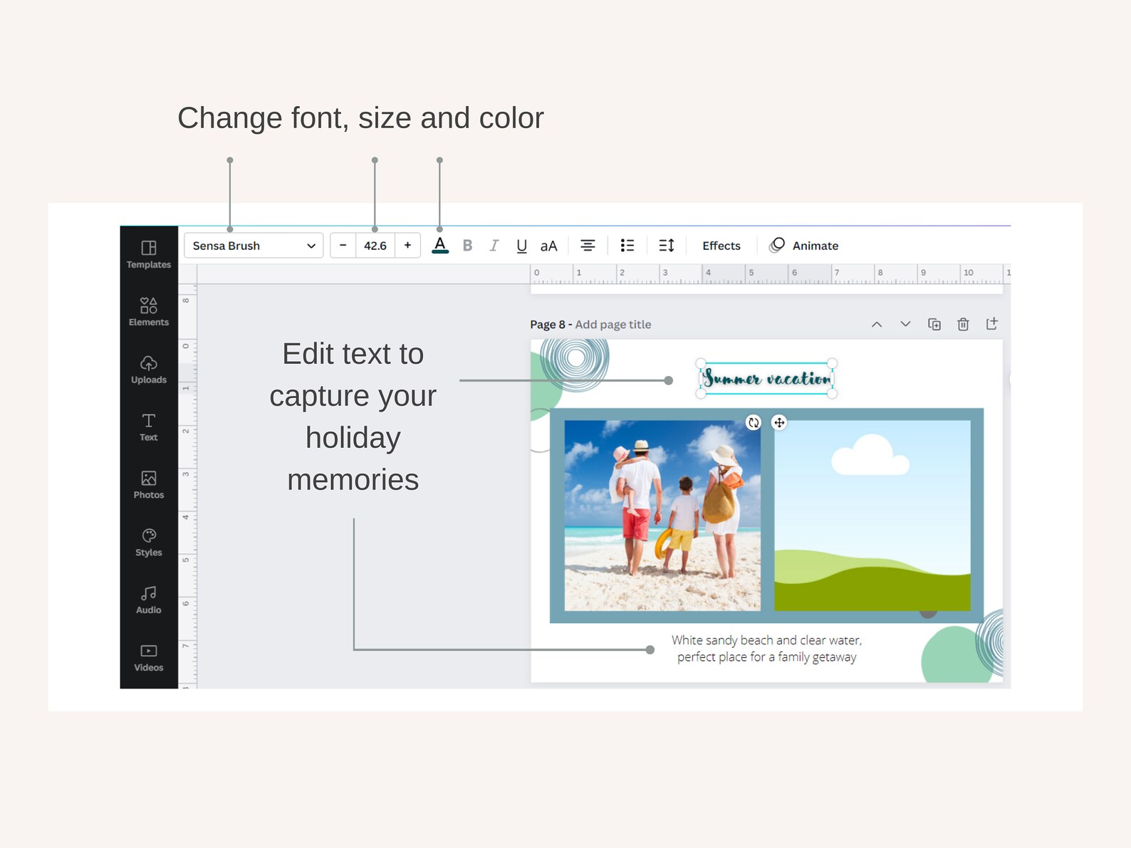 Digital Photo Album Canva Template for Holiday Travel Photo Scrapbook ...