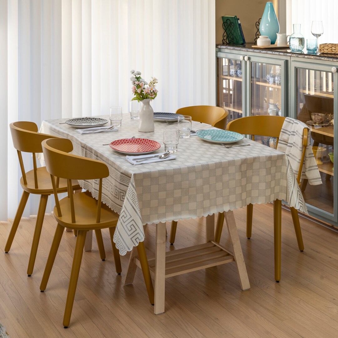 PVC Tablecloth Heavy Duty Vinyl Table Cover With Non-woven Backing. 100 ...