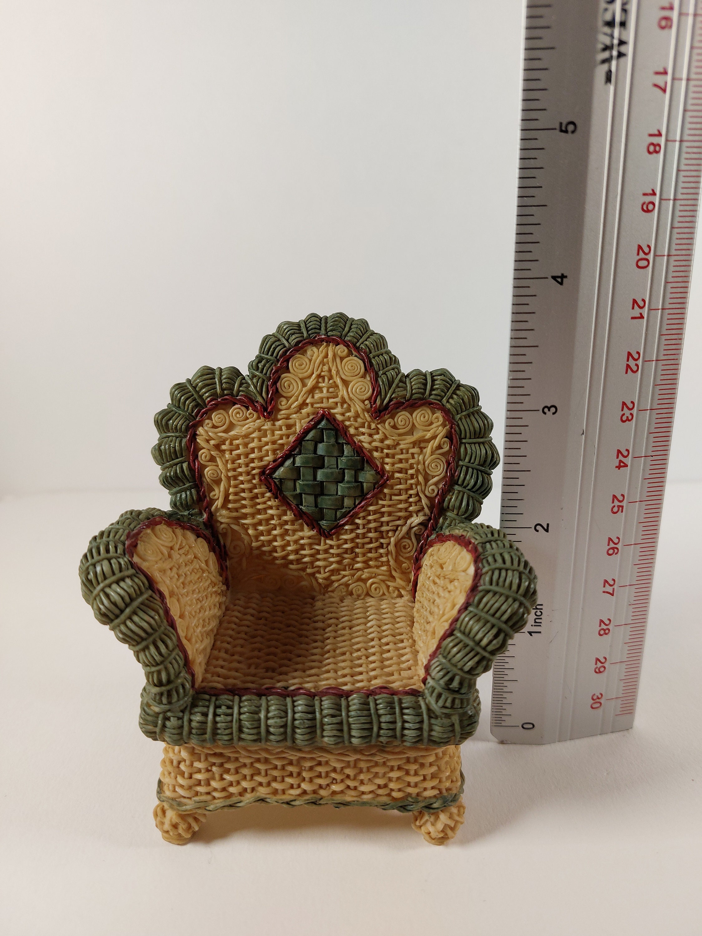 Vintage Cherison Hand Painted Miniature Resin Wicker Chair & Pendelfin ...