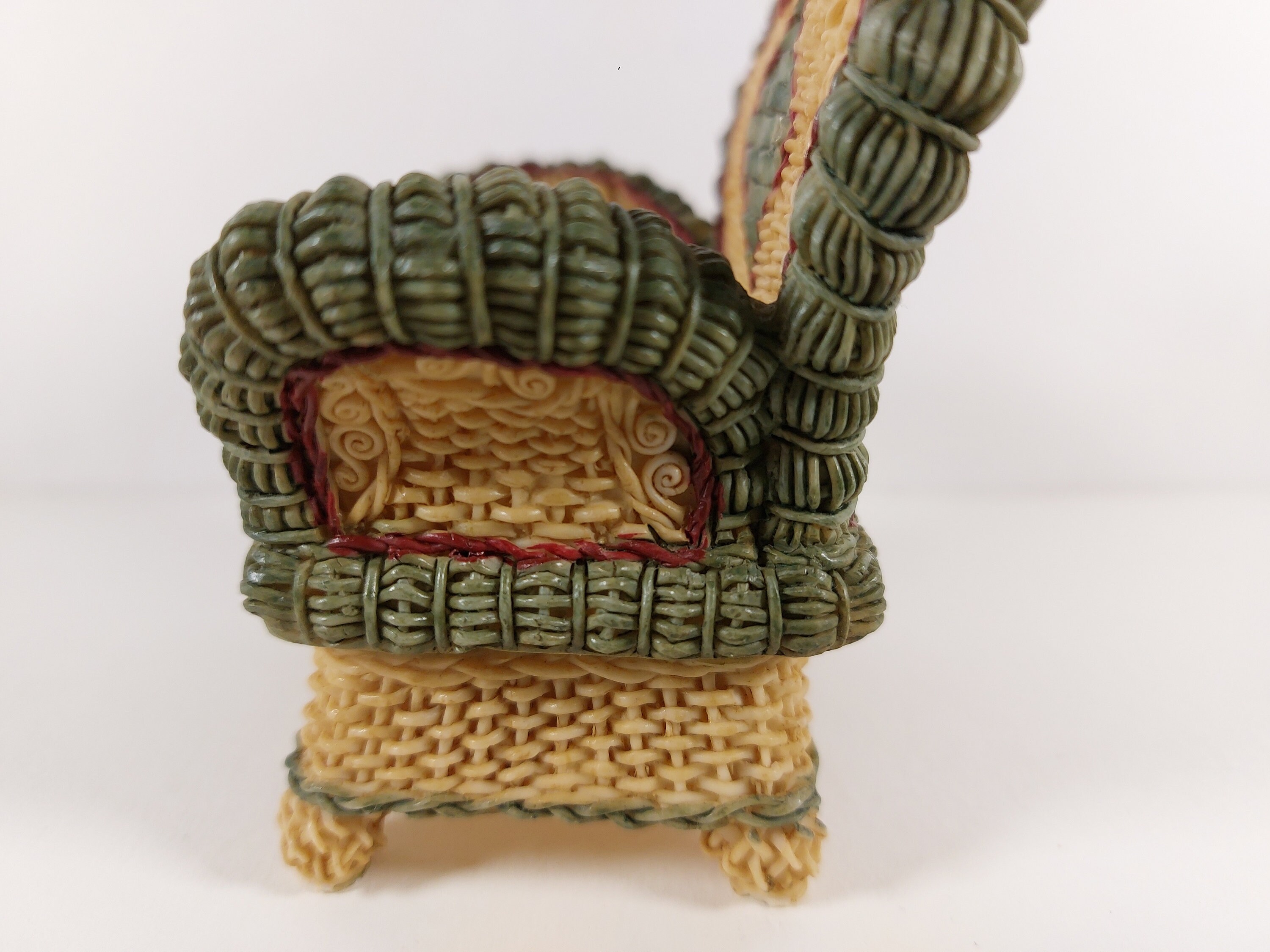Vintage Cherison Hand Painted Miniature Resin Wicker Chair & Pendelfin ...