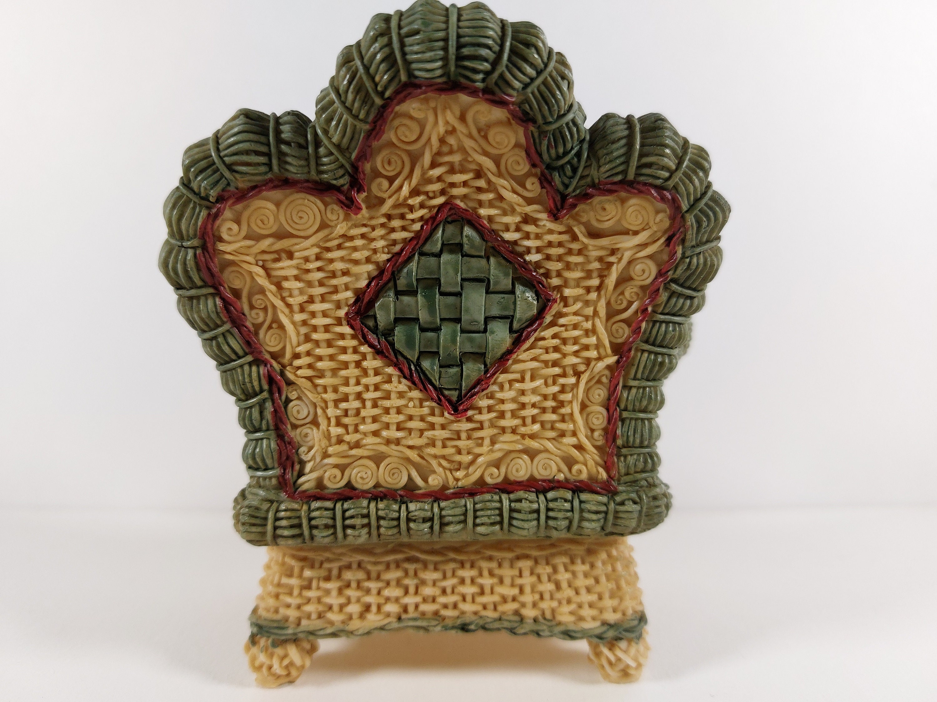 Vintage Cherison Hand Painted Miniature Resin Wicker Chair & Pendelfin ...