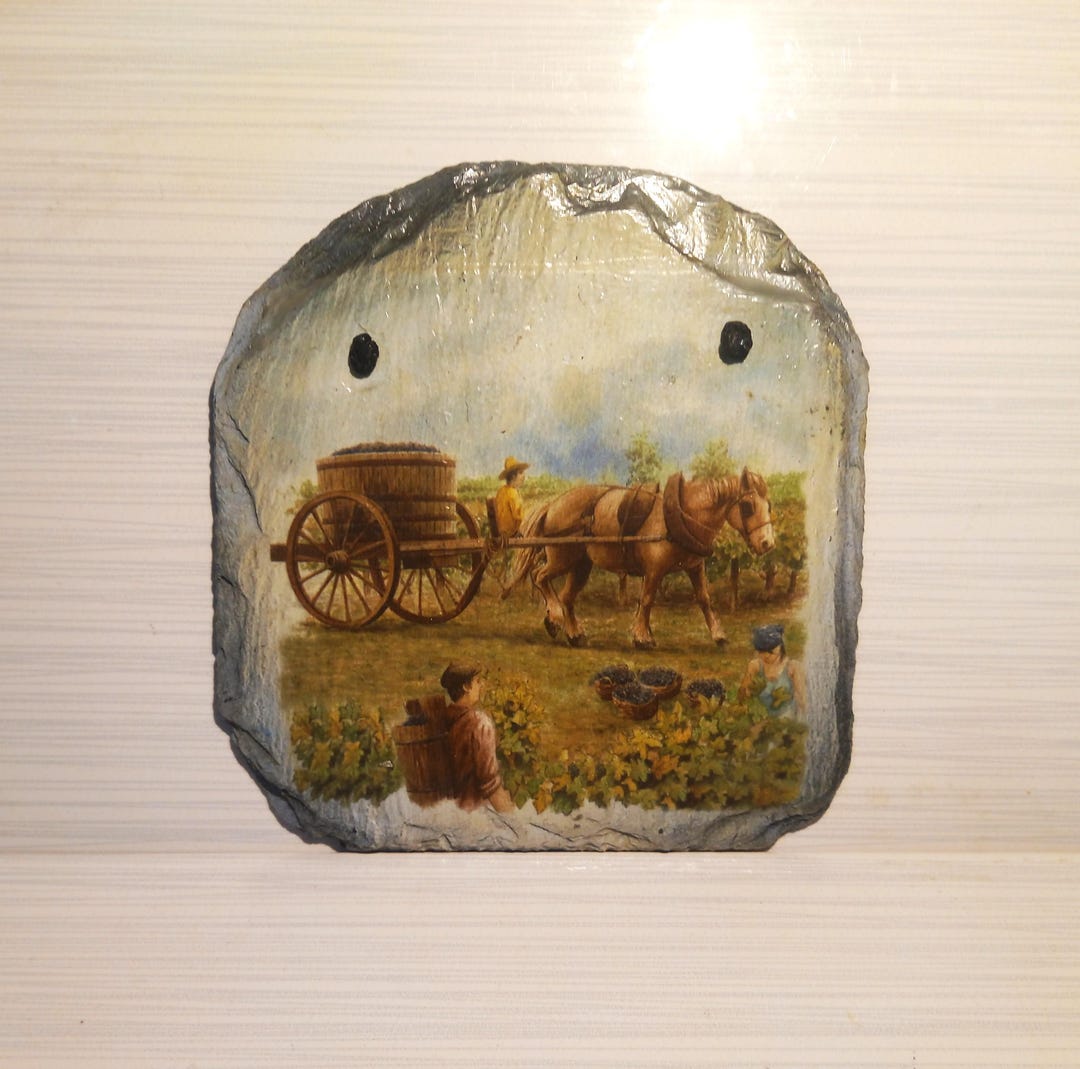 Hand Painted Oil Painting on Slate Chipping Made in France Dated 09 ...