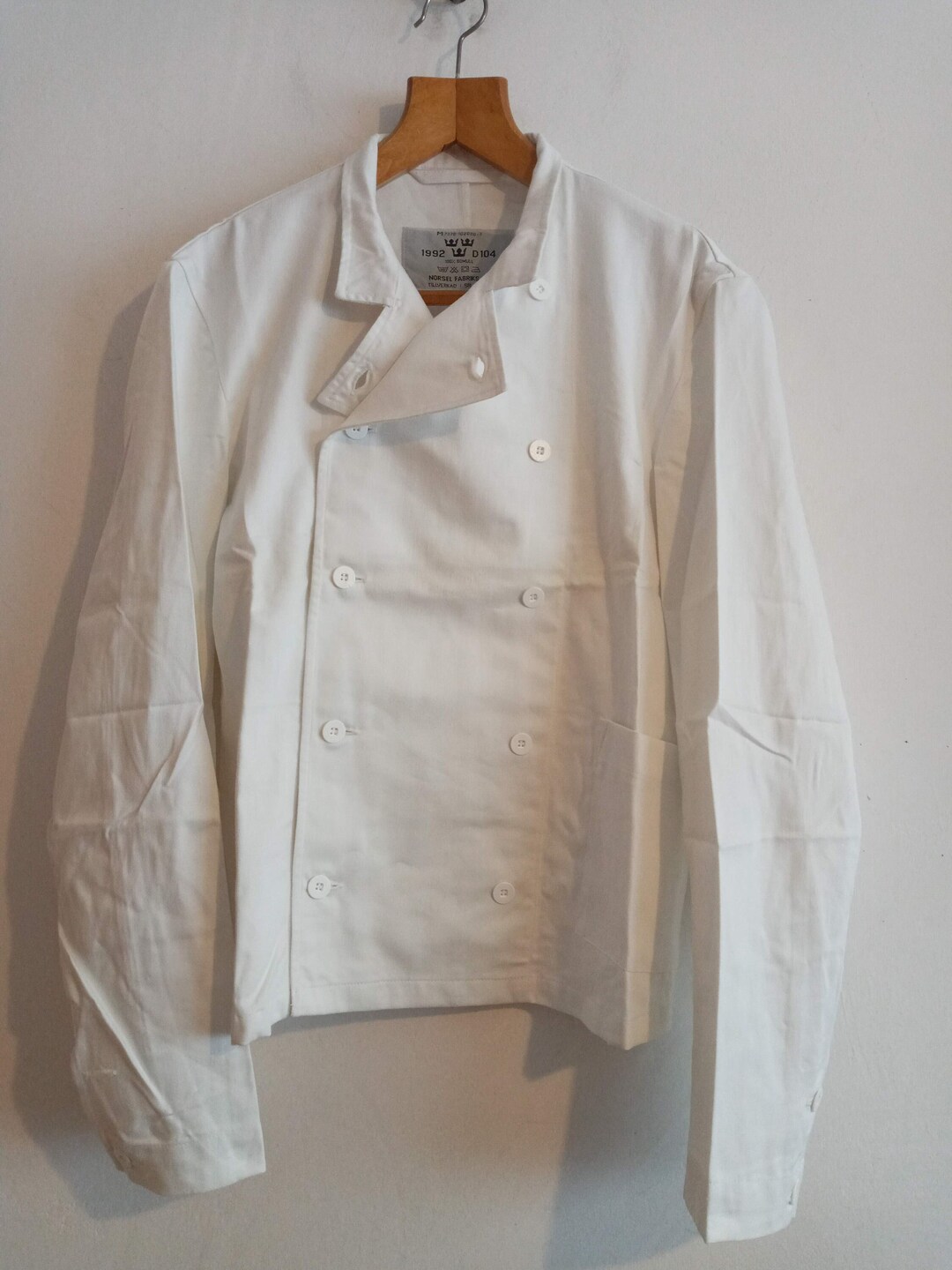 Vintage White Chore Jacket Swedish Workwear Double Breasted Worker ...
