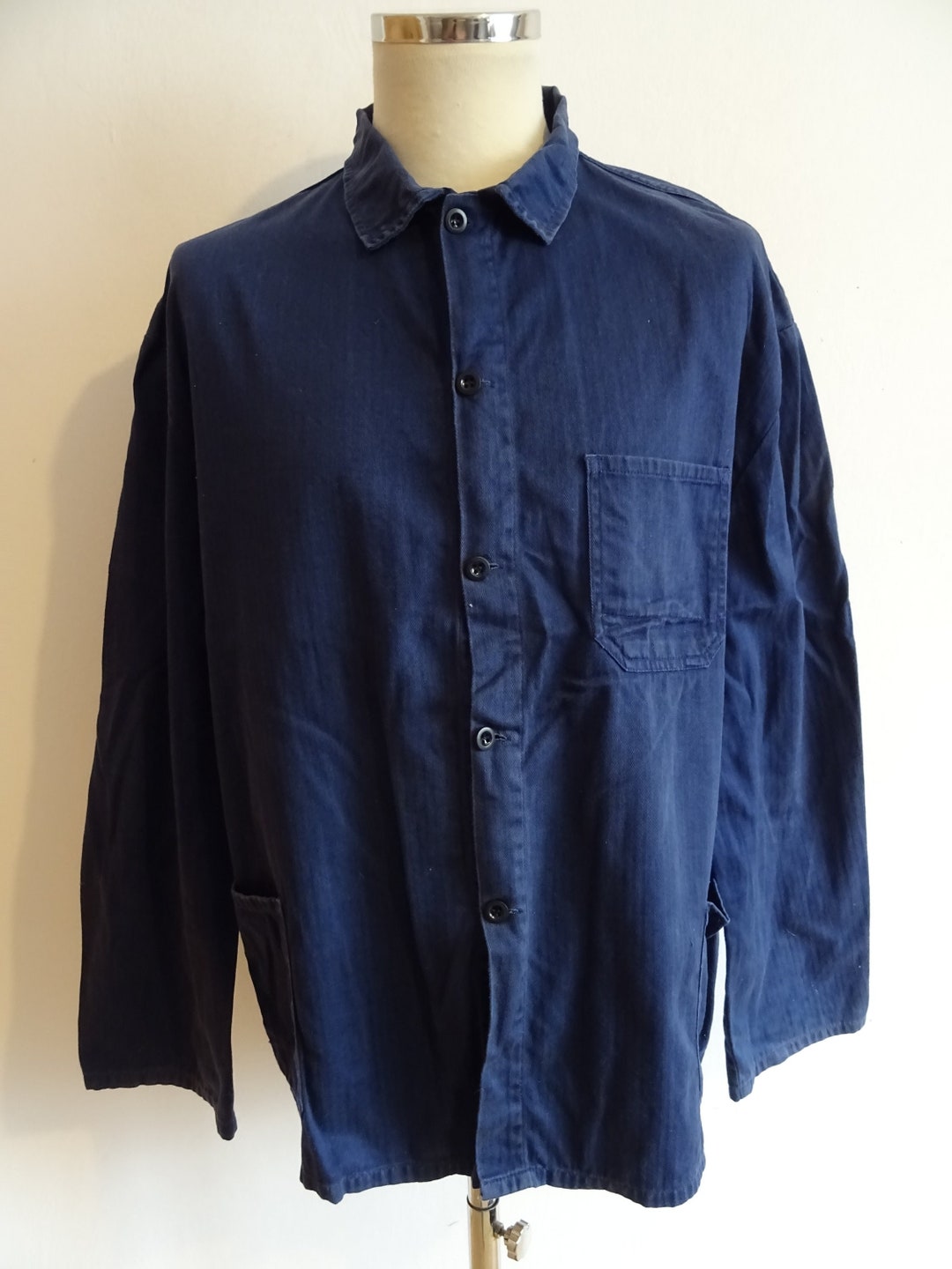 Vintage Chore Jacket European Workwear Indigo French Style Worker Blue ...