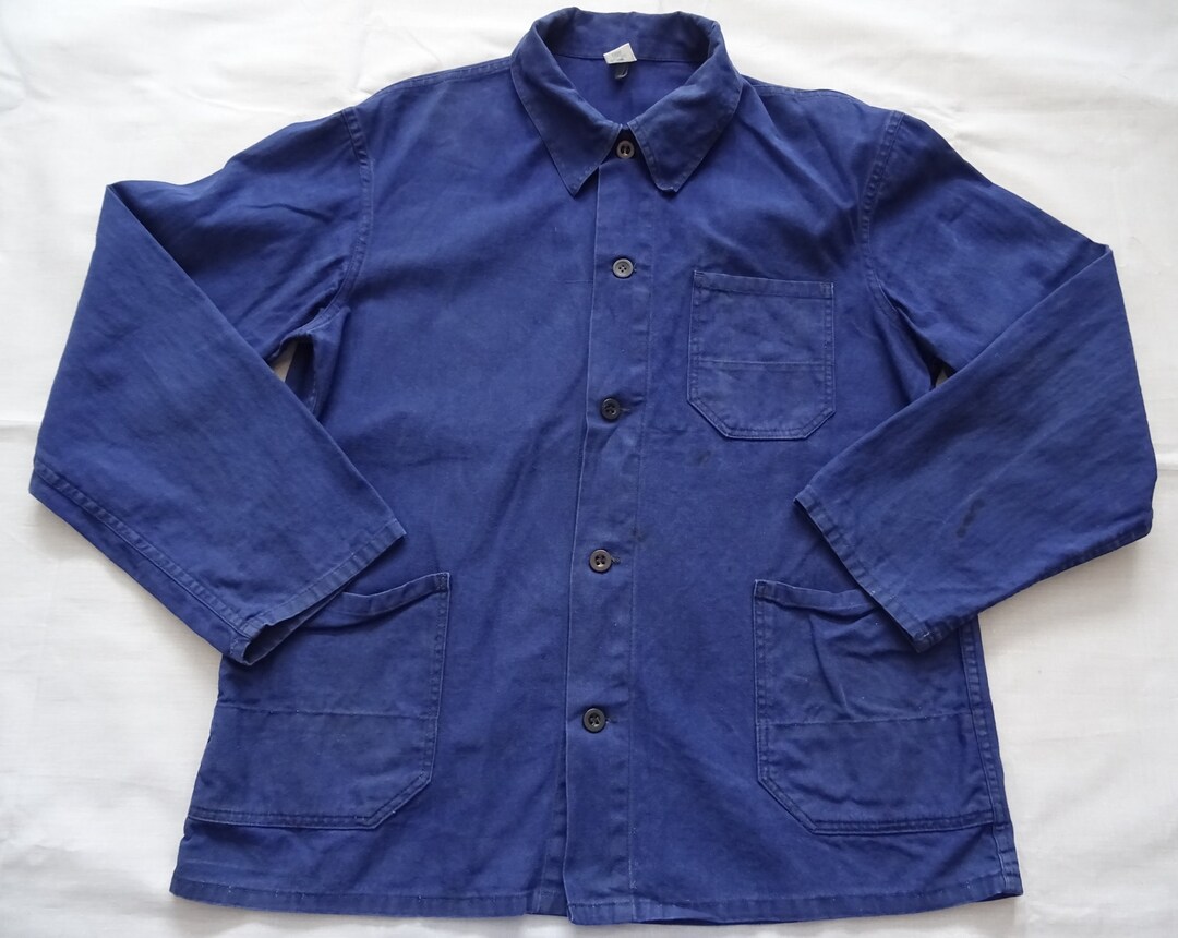 Vintage Chore Jacket European Workwear Indigo French Style Worker Blue ...