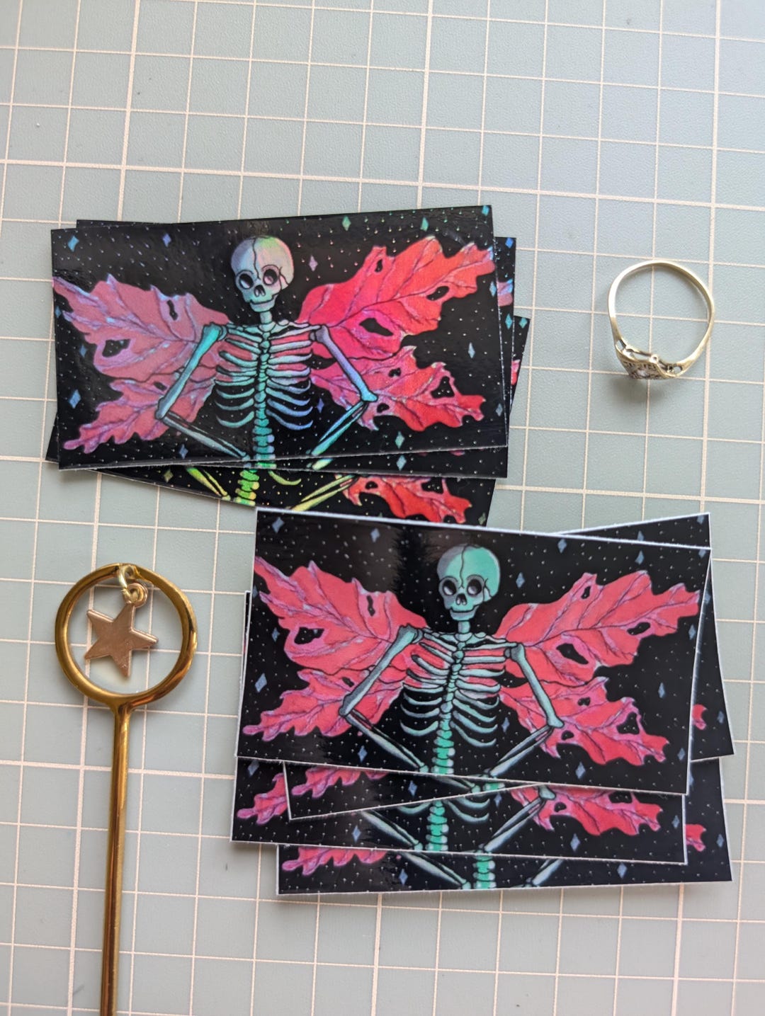 Skeleton Fairy Skeleton With Wings Magical Pink Green Gothic Skeleton ...
