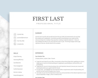 Resume Template Professional Modern Resume Template Clean - Etsy