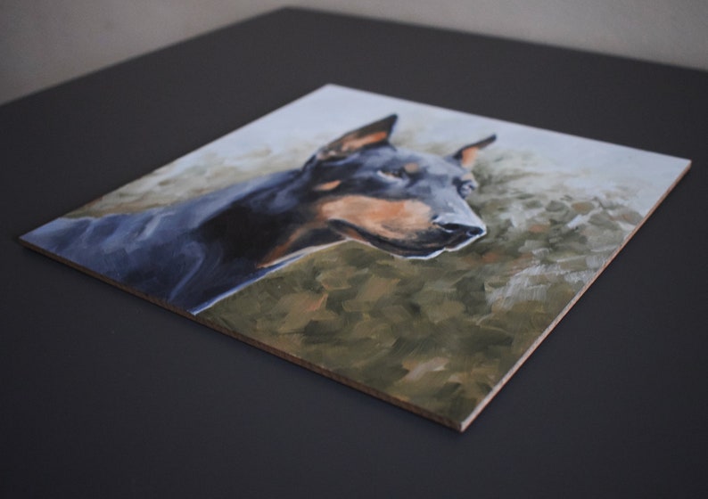Doberman - 20x20cm Dog Oil Painting - Etsy