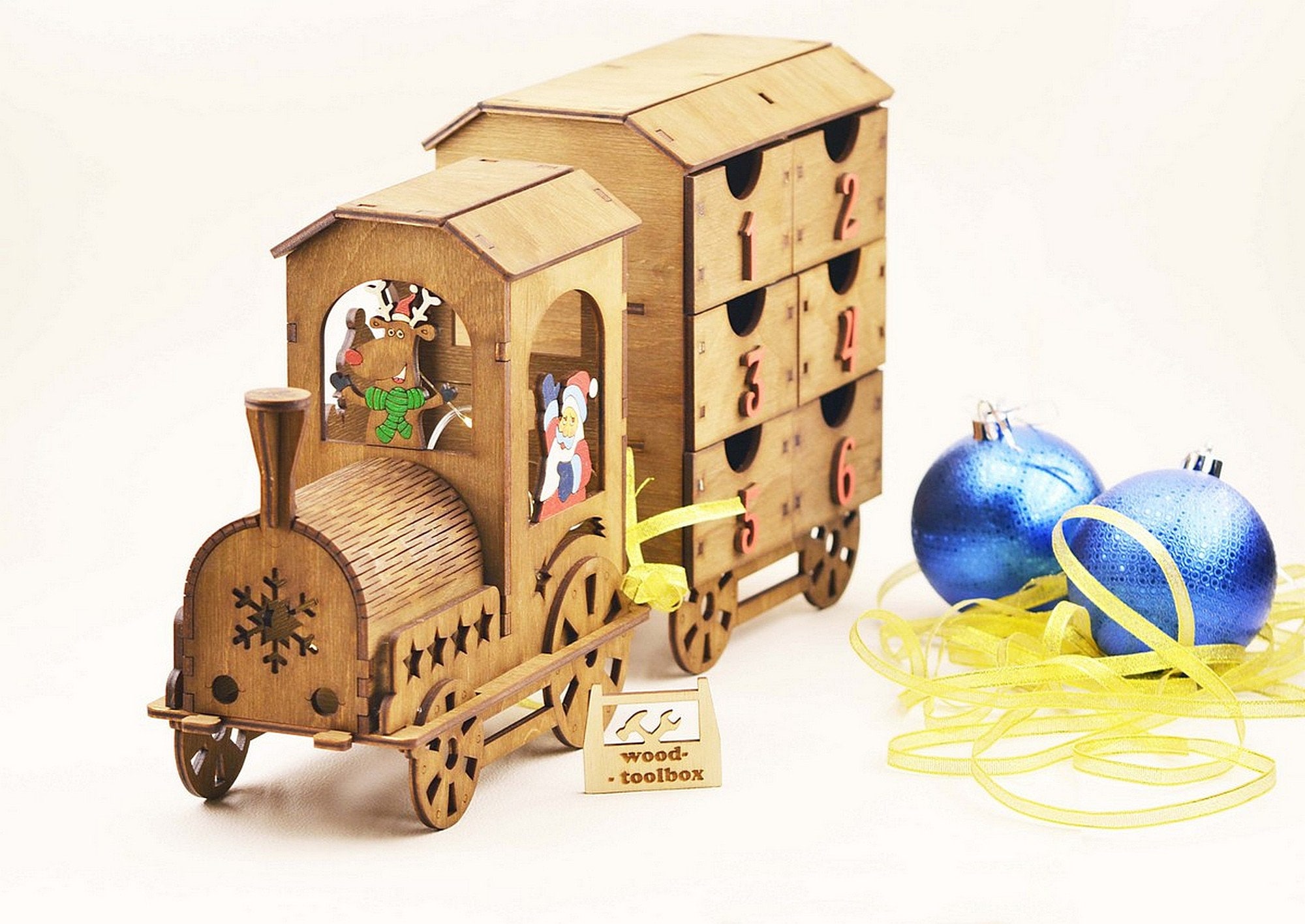 Wooden Advent Calendar Train SVG – Laser Cut Christmas Countdown Box ...