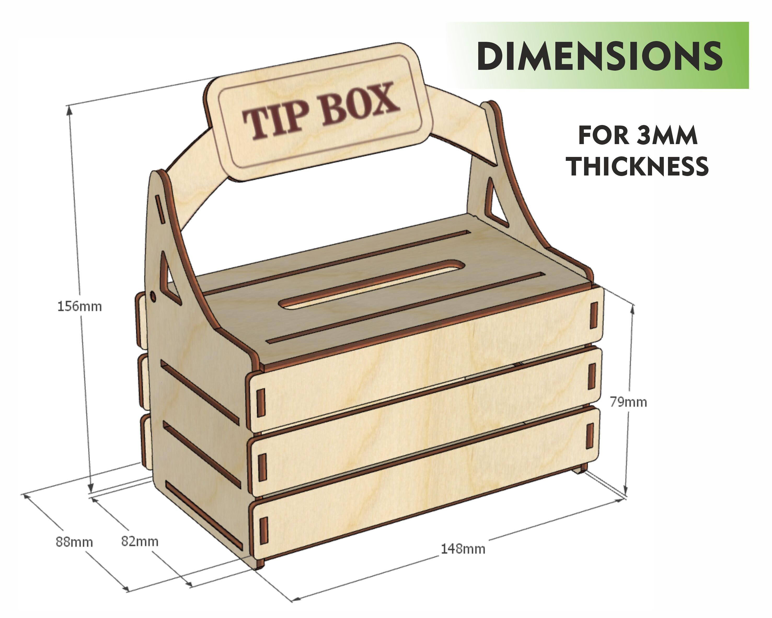 Tip Box – Laser Cut Files - Digital Template - File for Laser Cutting ...