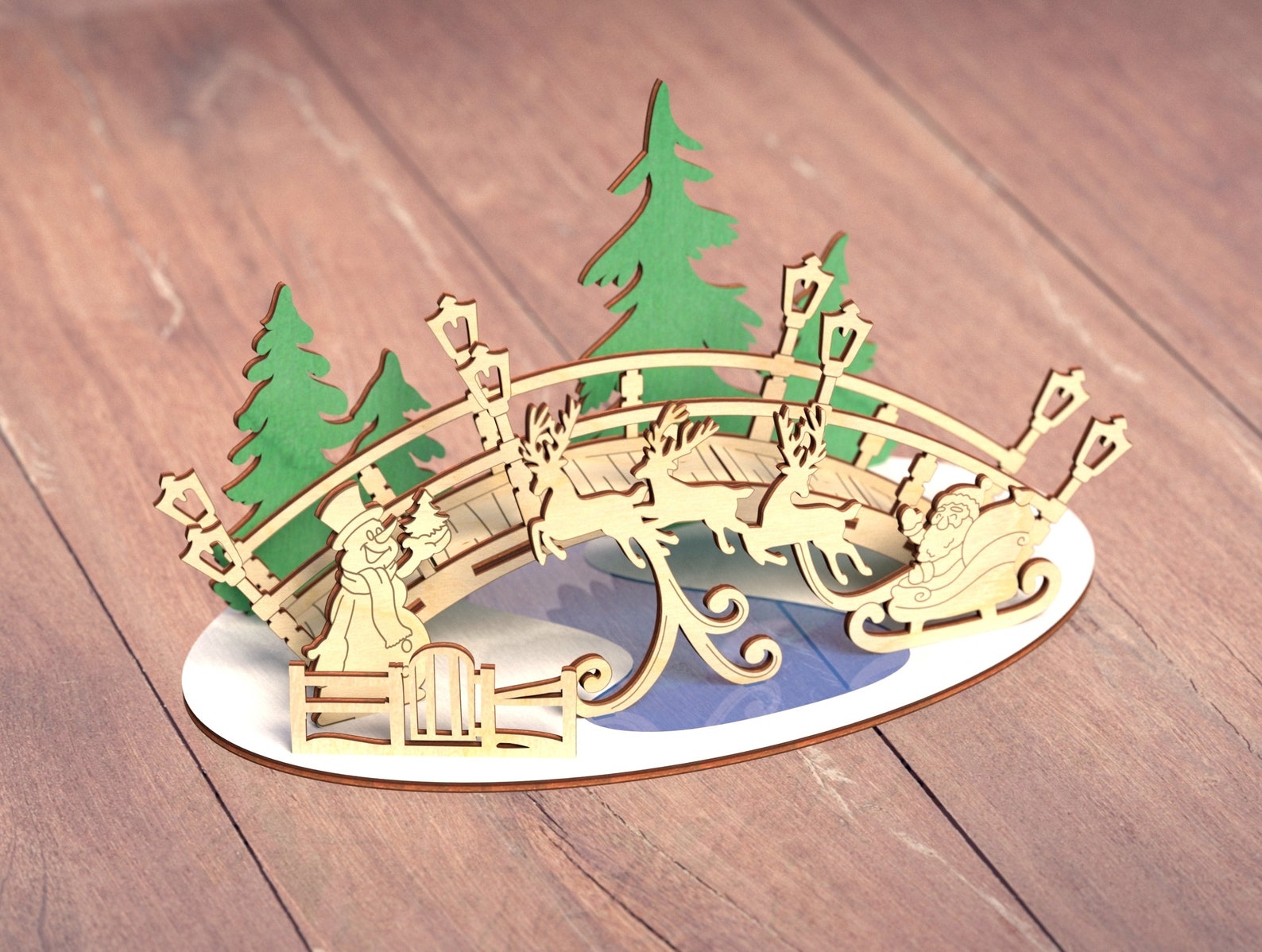 Christmas Bridge Scene - Laser Cut File. Cdr, Dxf, Ai, Svg Files ...