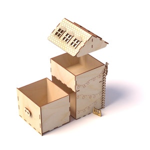 House Box With 2 Cells – Laser Cut Files SVG, PDF, CDR Digital Product ...