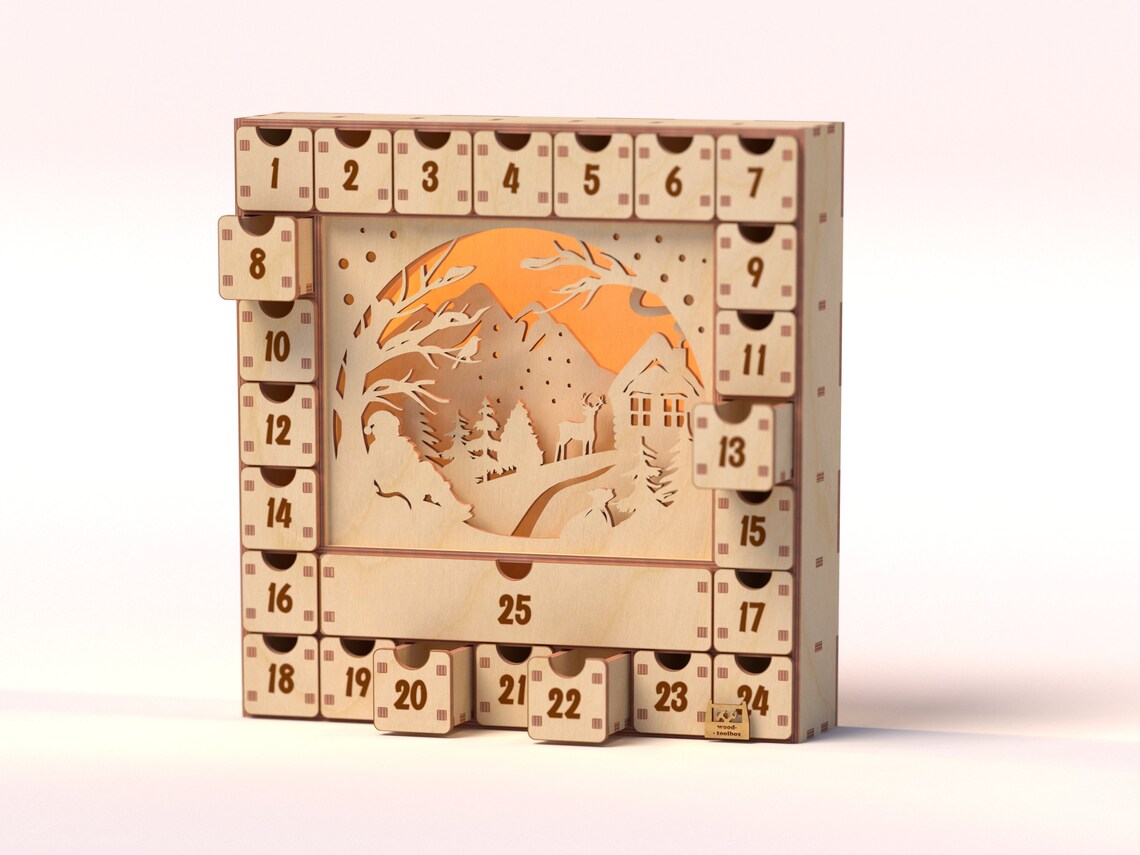 Christmas Advent Calendar Let It Snow Laser Files Wooden - Etsy
